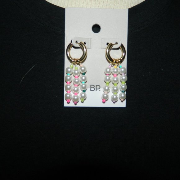 bp | Jewelry | Bp Gold Tone Multi Color Pierced Bead Earrings | Poshmark